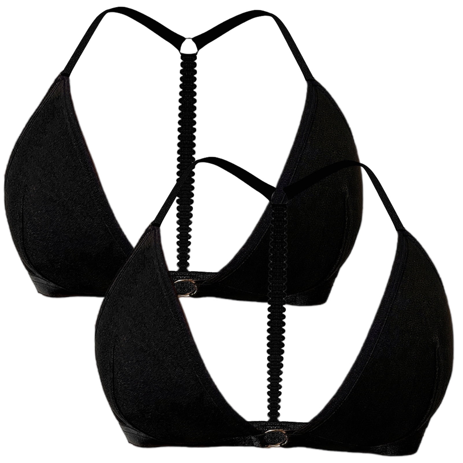 Women 2 Piece Triangle Bras V Neck Wireless Bra Tops No Padded Low Cut ...