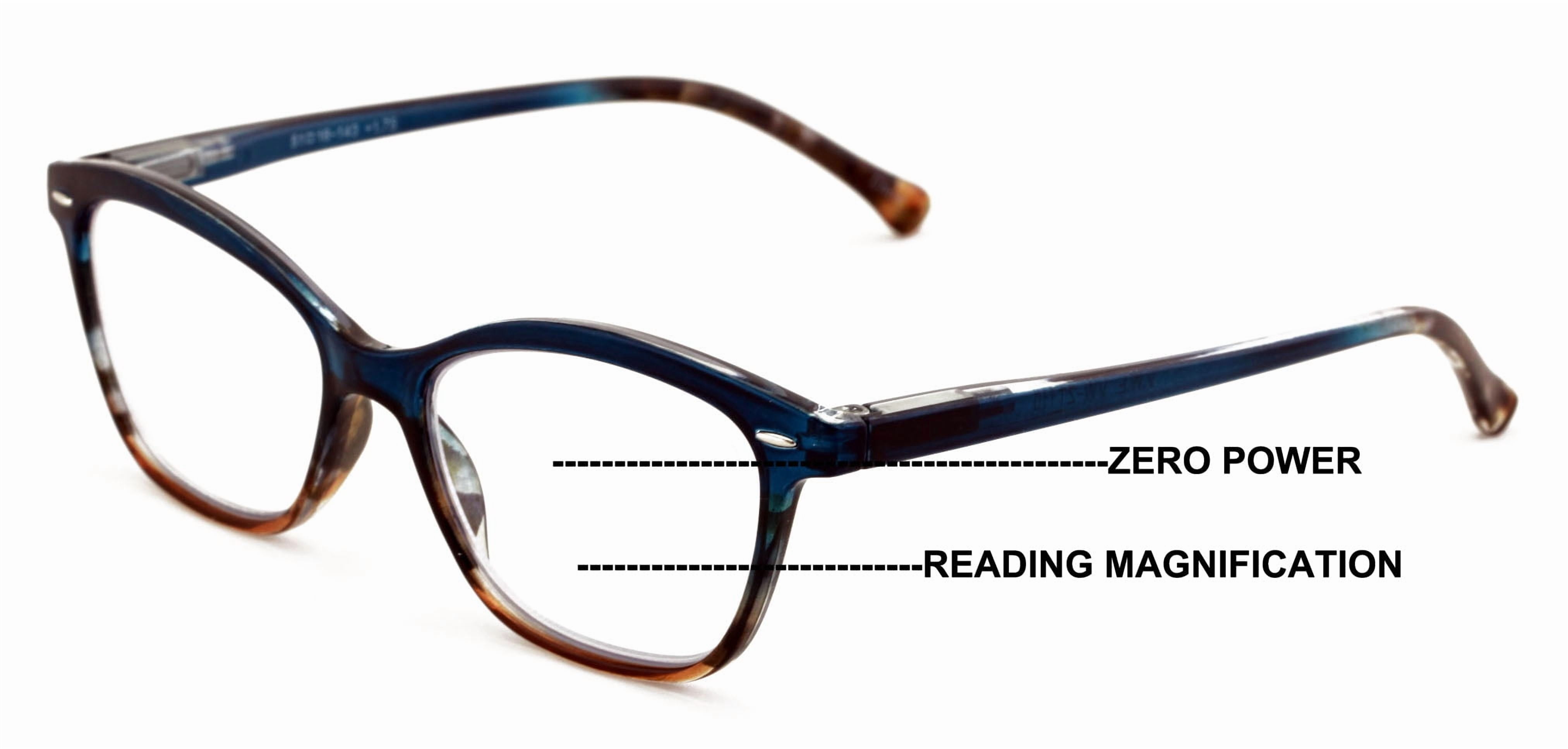 Women 2 Tone Cateye Clear Progressive Reader - Zero Power On Top - No ...