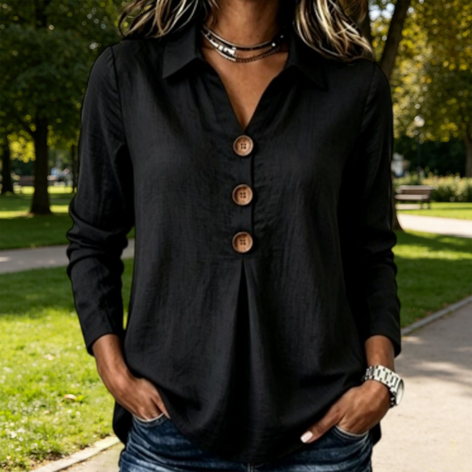 Women 2026 Loose Fit Tops Cotton Linen Button Down Shirts Collared Roll ...