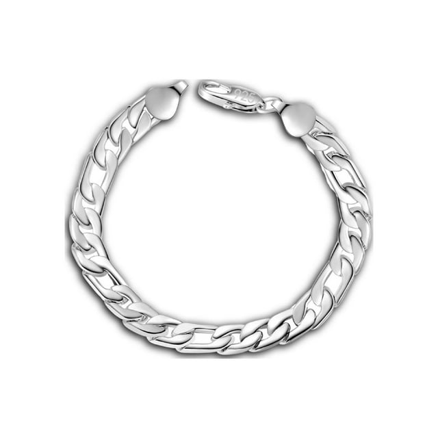 Women's Sterling Silver 20cm Italian Figaro Chain Bracelet with 5mm ...