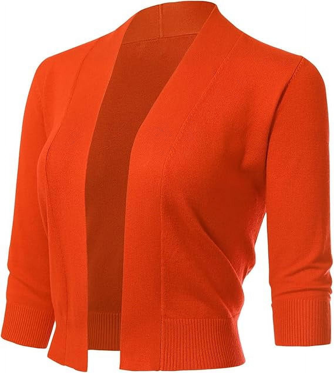 Cielo Women's 3/4 Sleeve Solid Open Front Cropped Bolero Shurug Light ...