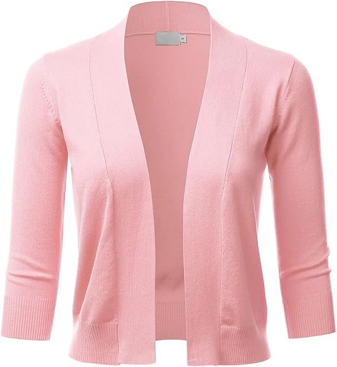 Cielo Womens 3 4 Sleeve Solid Open Front Cropped Bolero Shurug Light