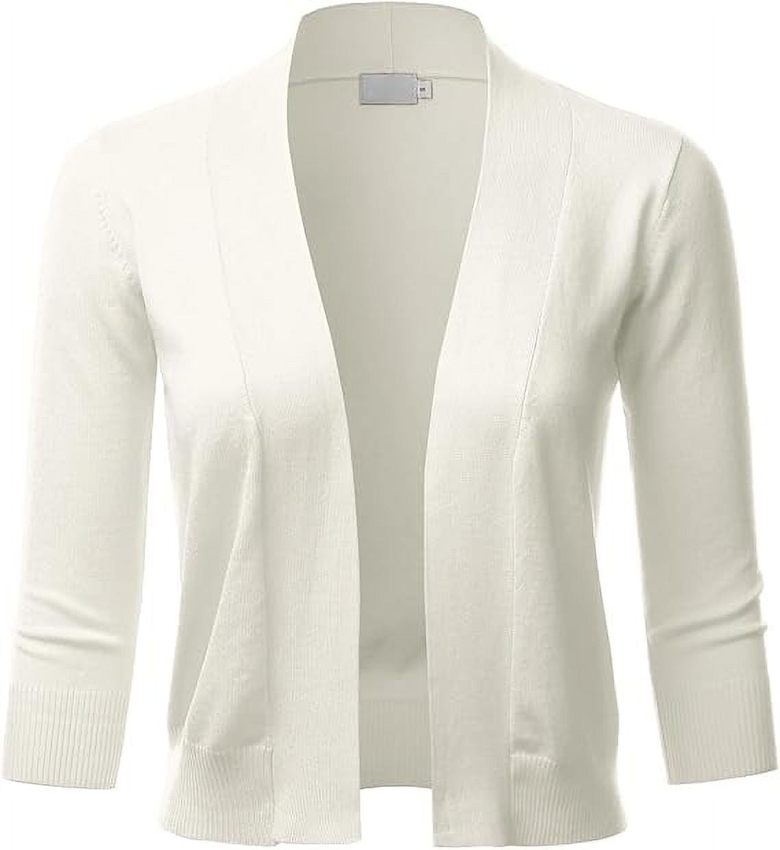 Cielo Women's 3/4 Sleeve Solid Open Front Cropped Bolero Shurug Light ...