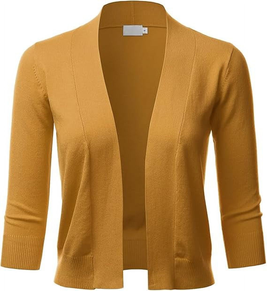 Cielo Women's 3/4 Sleeve Solid Open Front Cropped Bolero Shurug Light ...