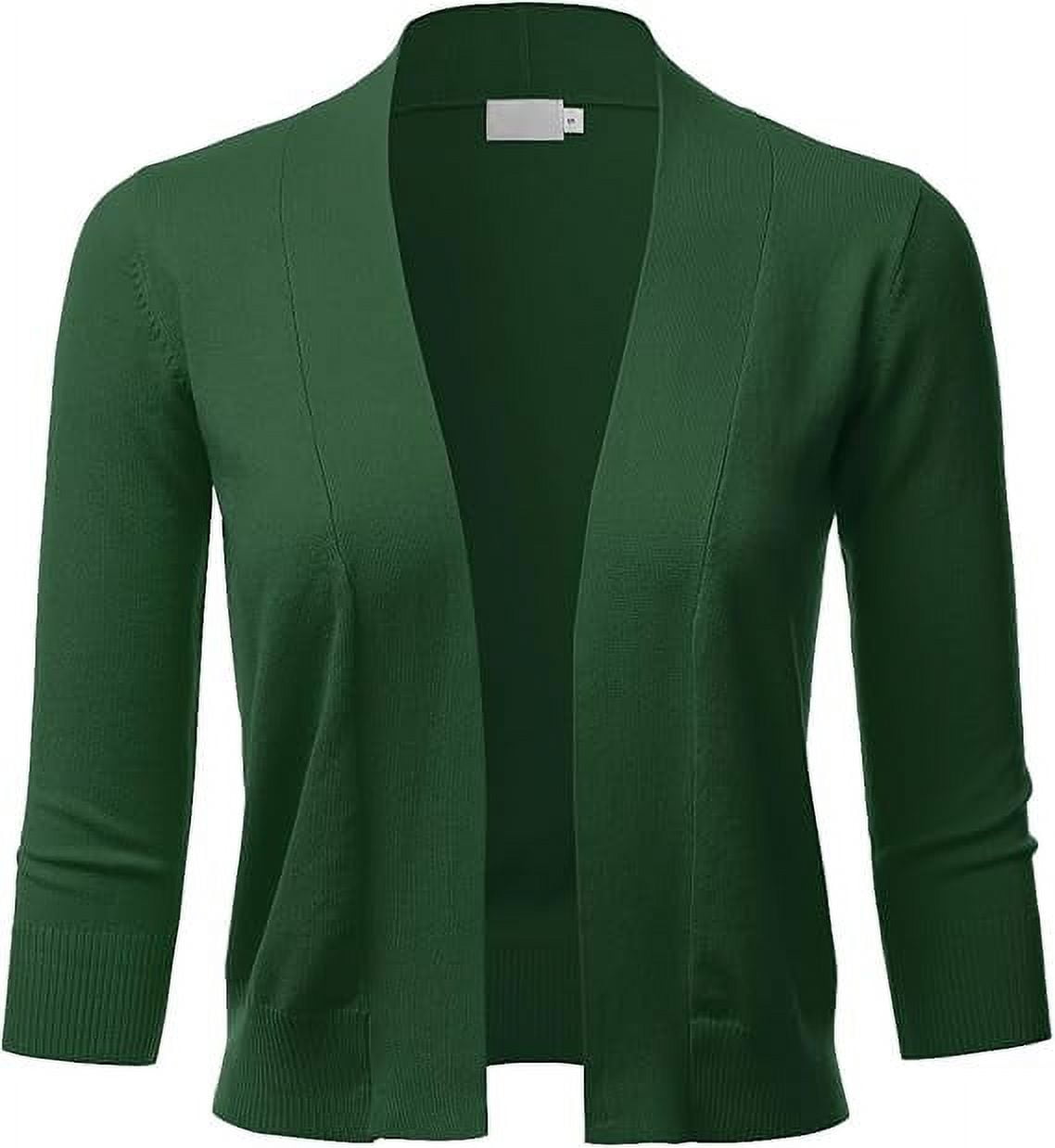 Cielo Women's 3/4 Sleeve Solid Open Front Cropped Bolero Shurug Light ...