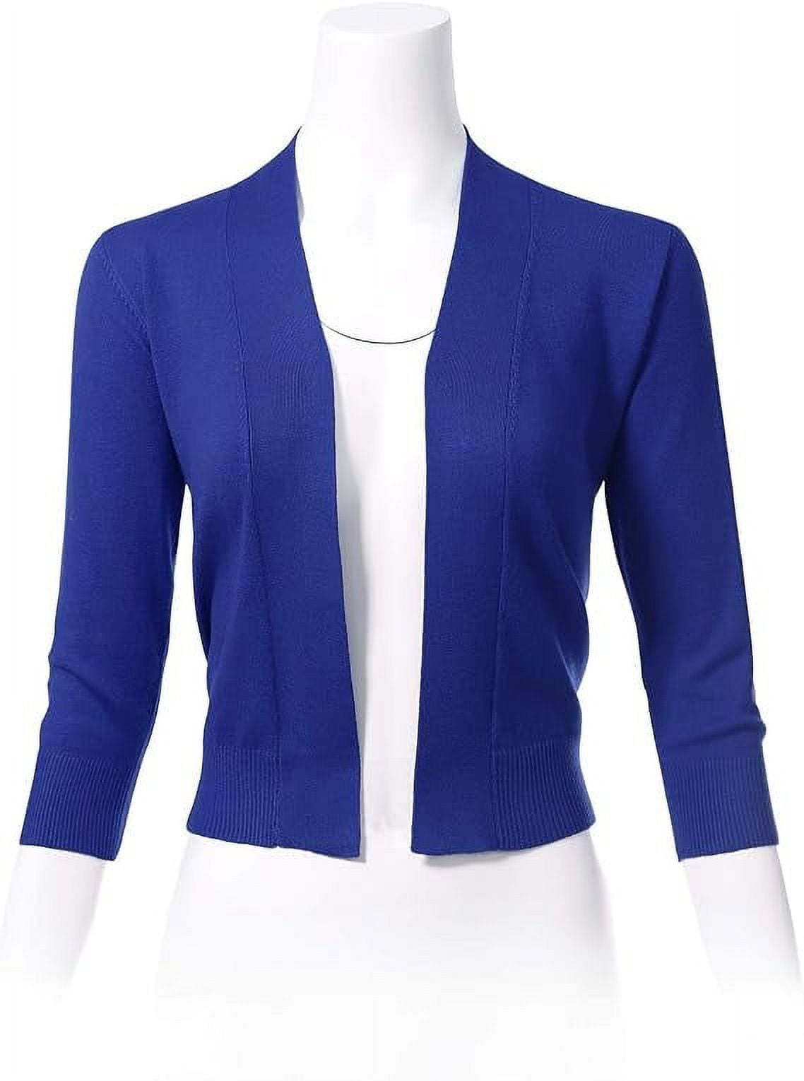 Cielo Women's 3/4 Sleeve Solid Open Front Cropped Bolero Shurug Light ...