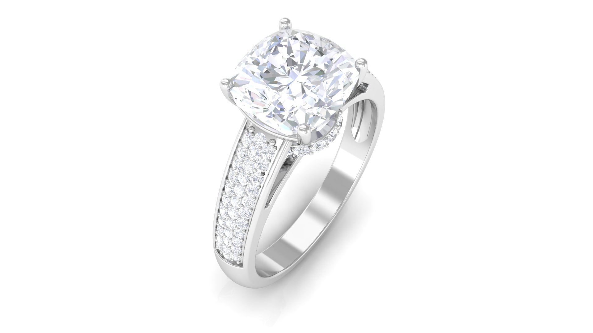 Women 3.75 CT Prong Set Moissanite Solitaire Engagement Ring, 8 MM Cushion Cut Moissanite ...