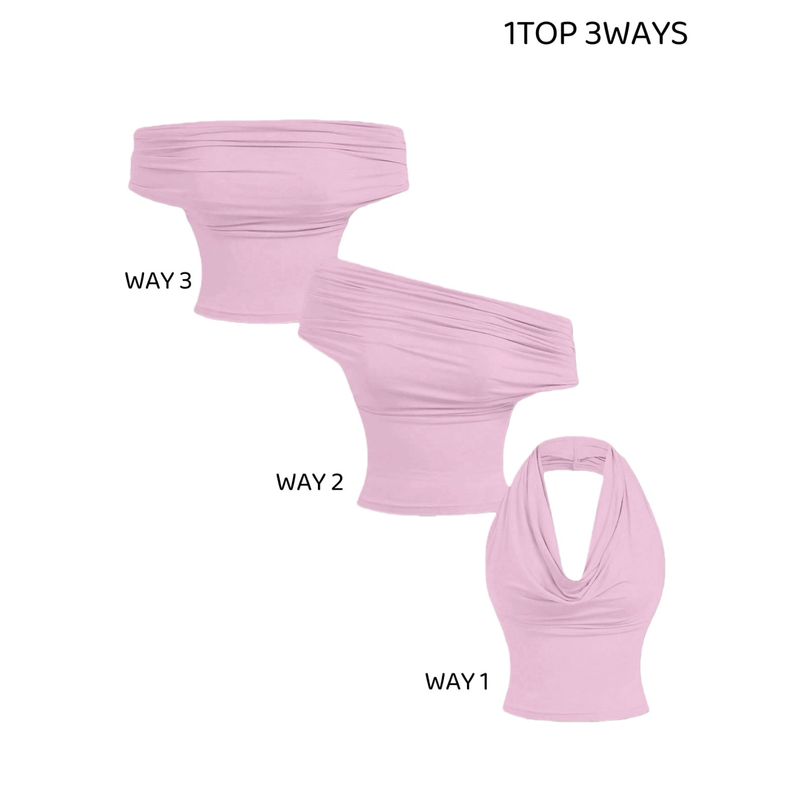 Women 3-Way Convertible Top, Off Shoulder / One Shoulder / Halter Drape ...