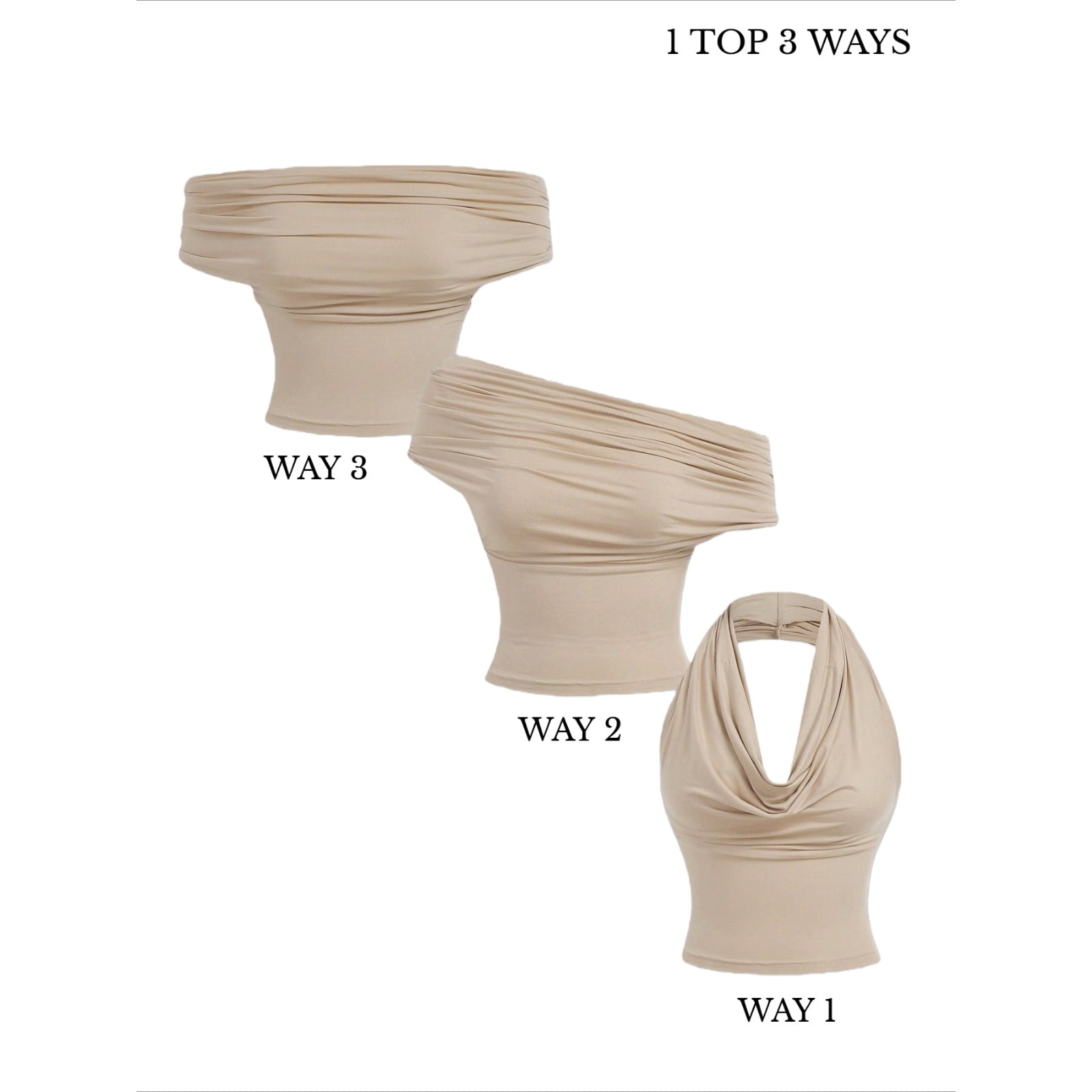 Women 3-Way Convertible Top, Off Shoulder / One Shoulder / Halter Drape ...