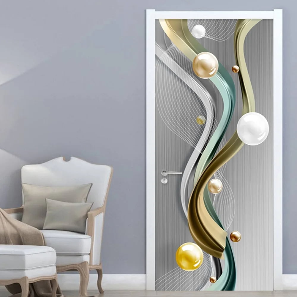 Women 3D Vinyl Self-adhesive Door Stickers for Bedroom Living Room ...
