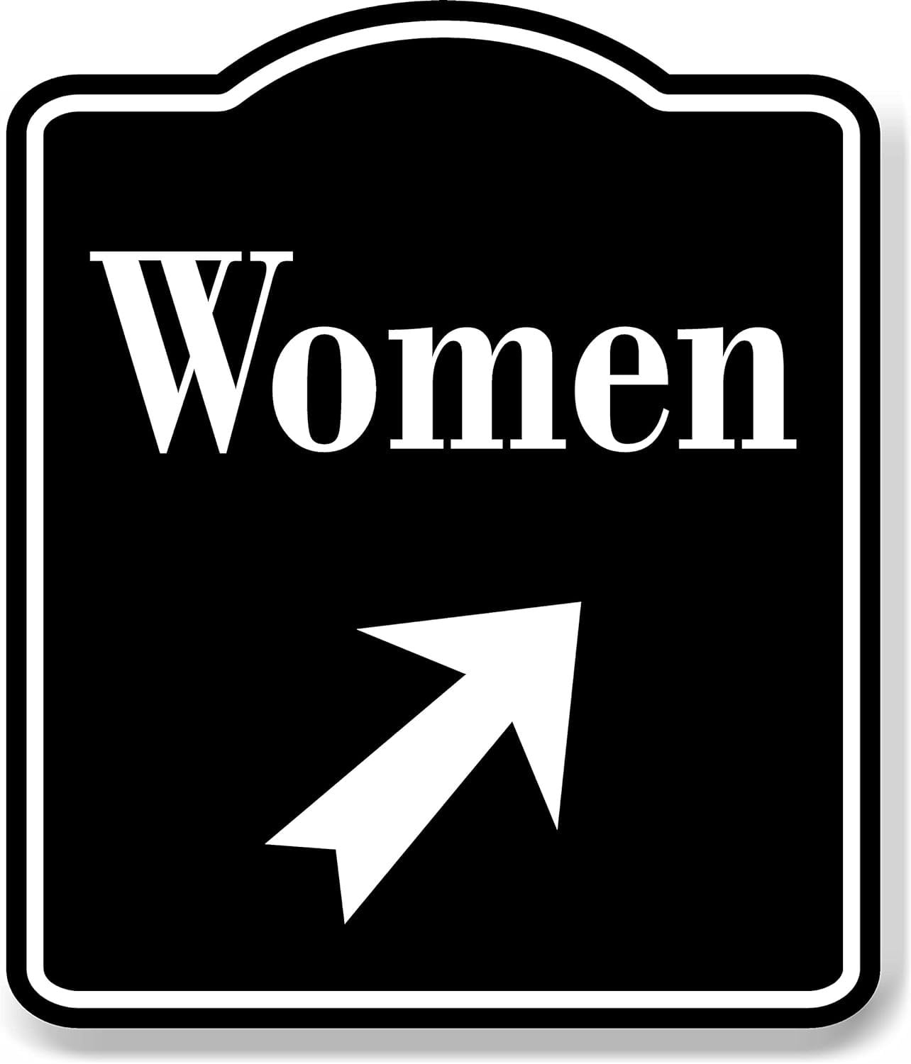 Women 45 Degree Up Right Arrow BLACK Aluminum Composite Sign, 15"x18 ...