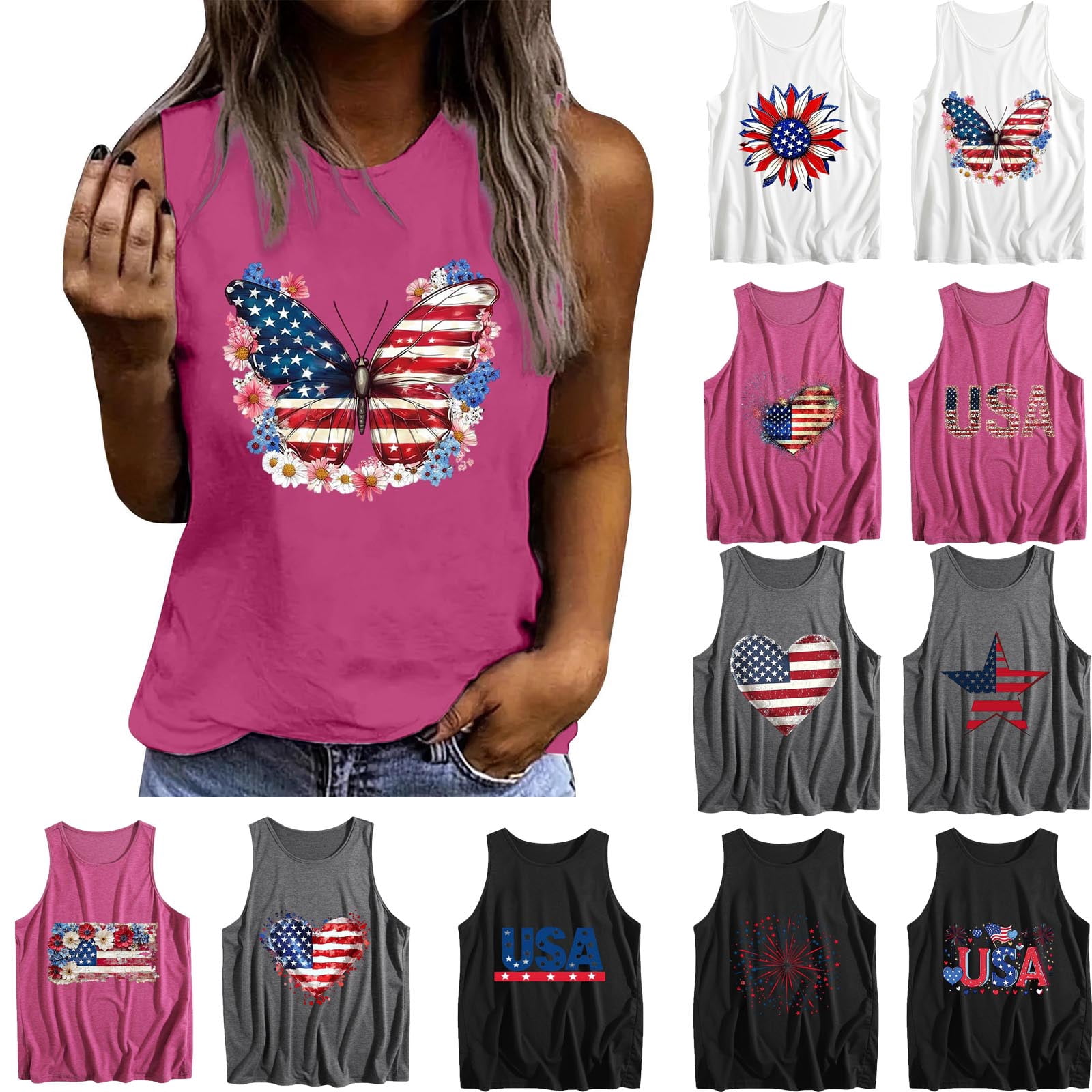 Danhjin Women Tank Top 4th of July Independence Day's Patriotic Print ...