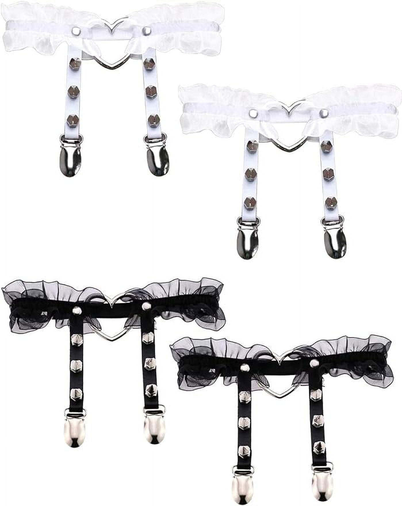 Music Legs 20023-S Lace & Wet Look Halter Mini with Attached Garters ...