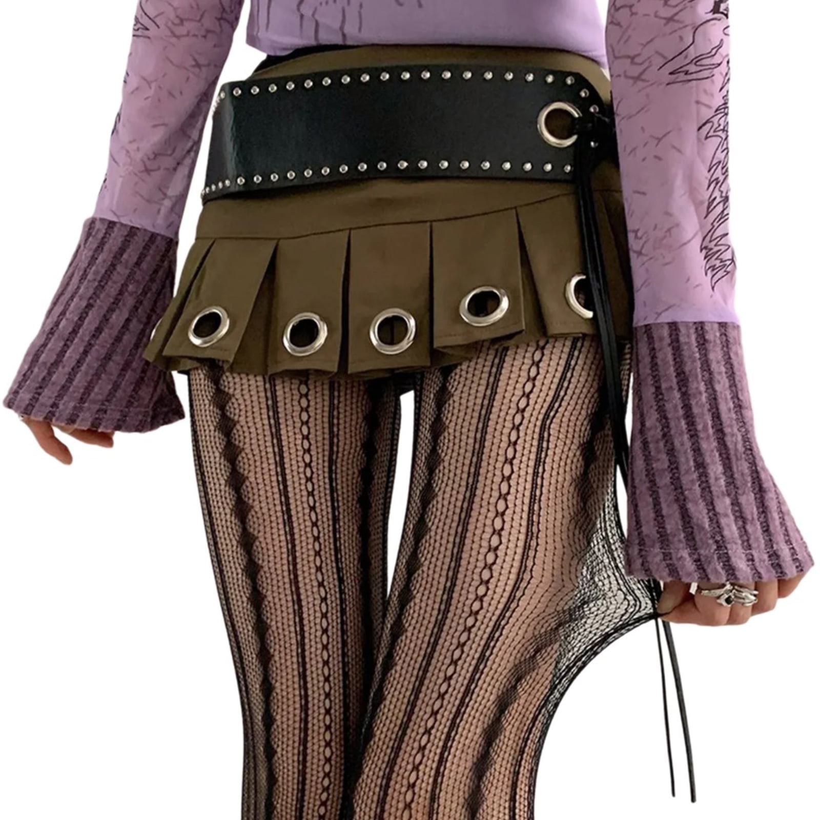 Women Aesthetic Hollowed Out Lace Pantyhose Rhombus Striped Geometric ...