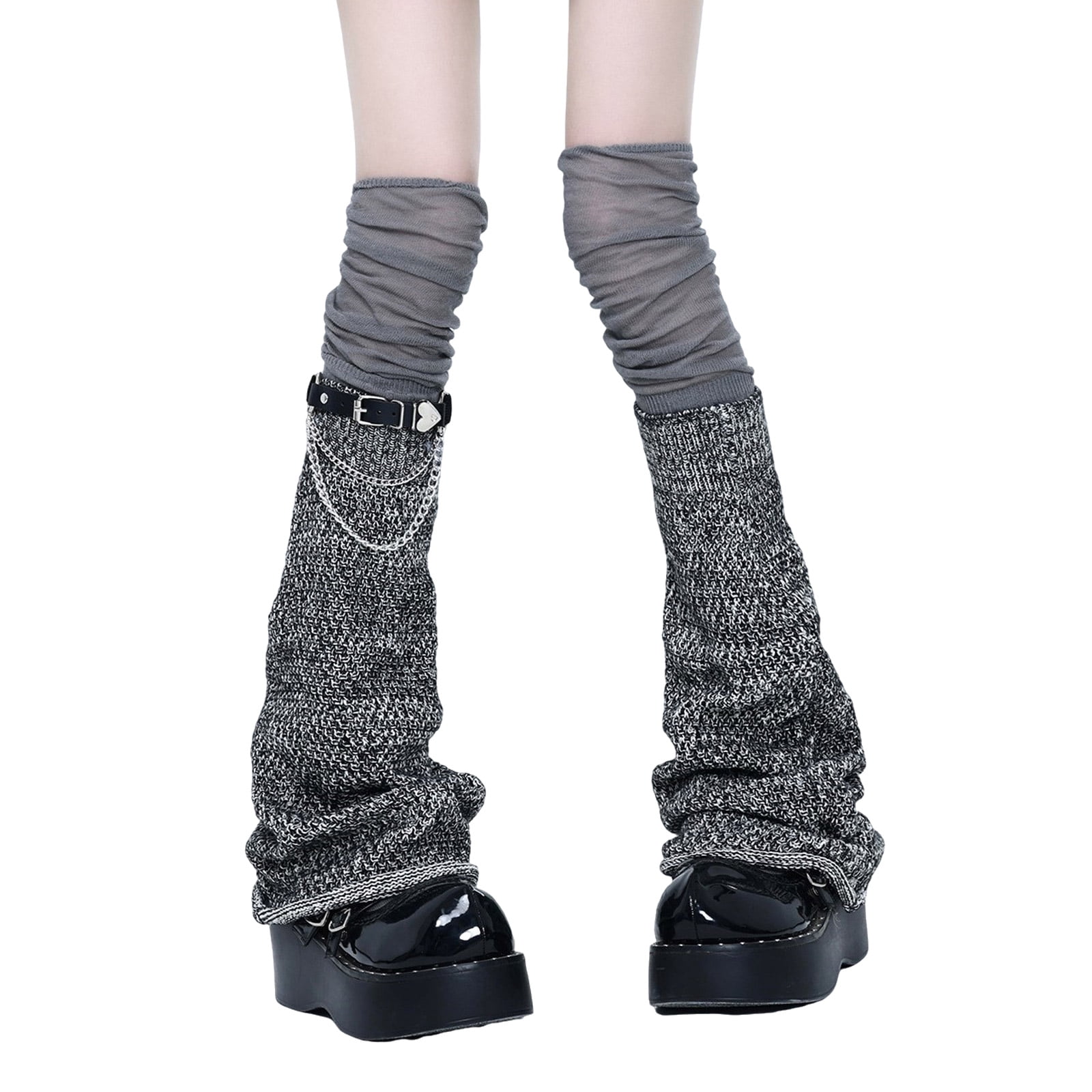 Women Aesthetic Punk Flared Foot Covers with Buckled Belt Aesthetic ...