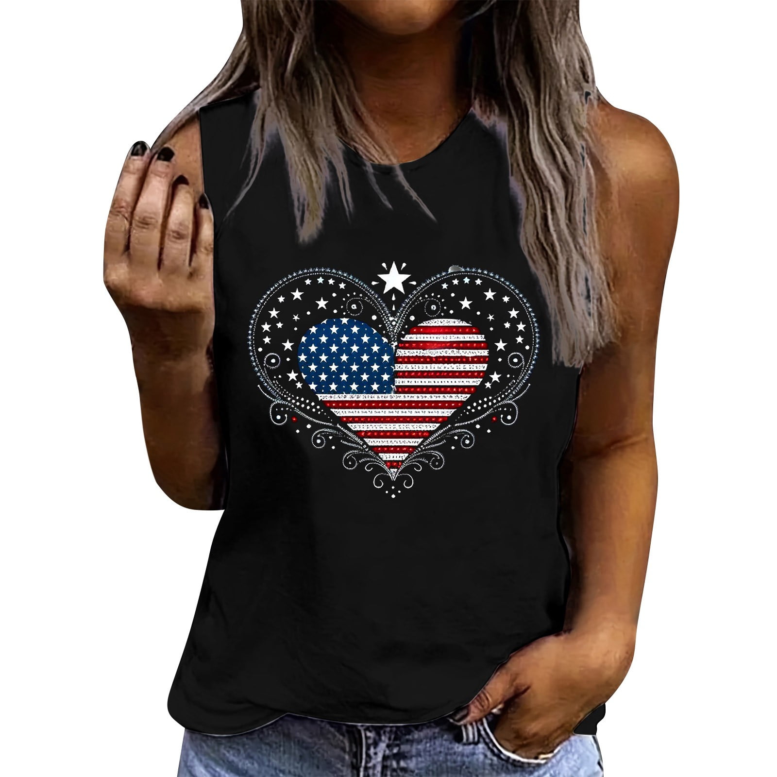 Women American Flag Tank Tops USA 4th of July Patriotic Sleeveless ...