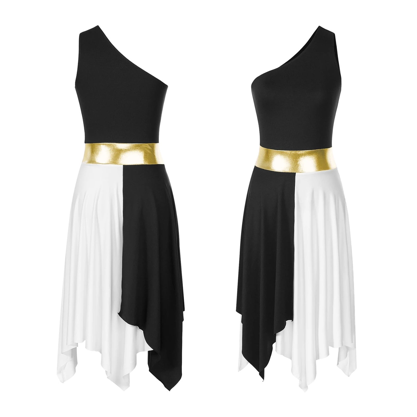 Women Asymmetrical Hem Ballet Dance Tutu Dress Gymnastics Leotard ...