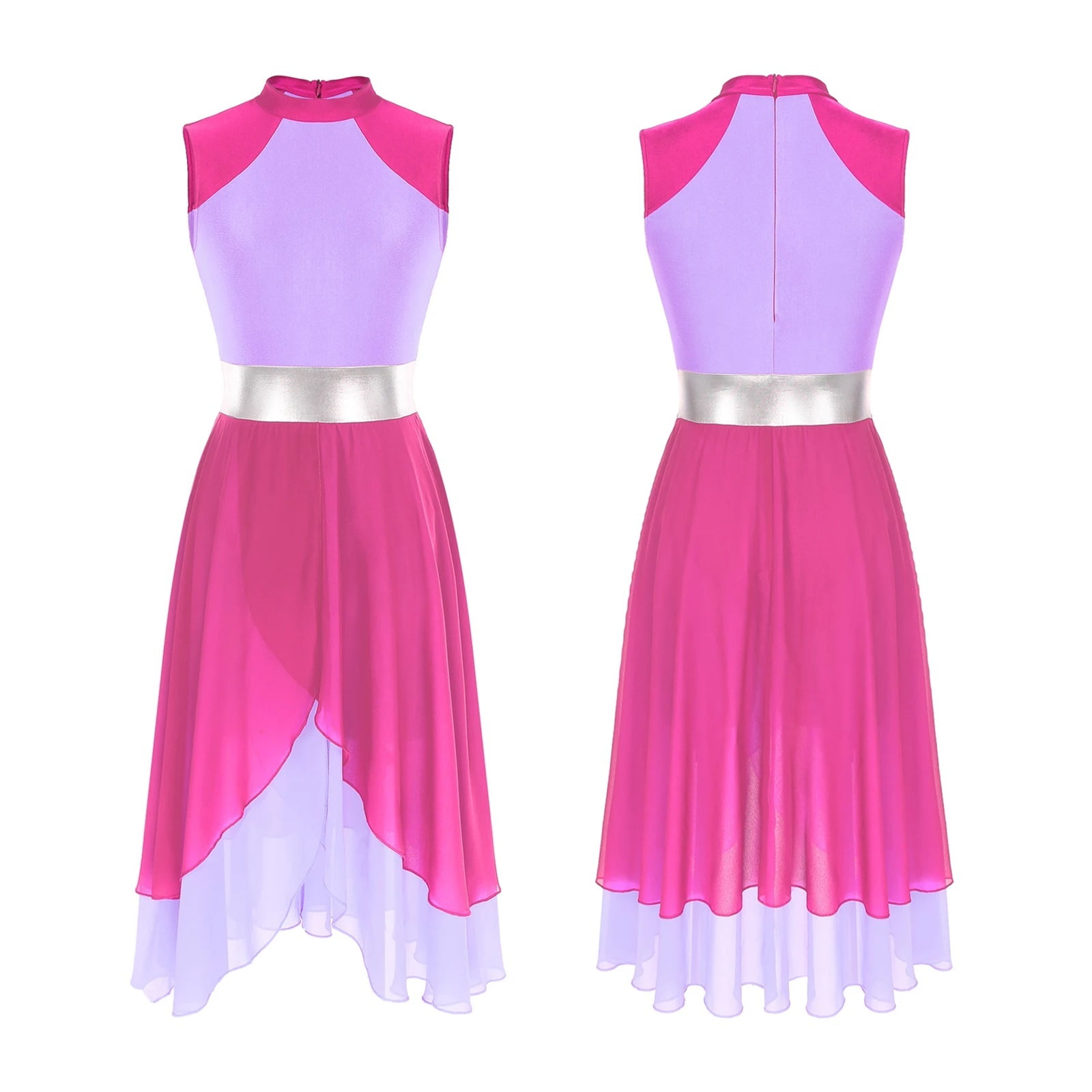 Women Asymmetrical Hem Ballet Dance Tutu Dress Gymnastics Leotard ...