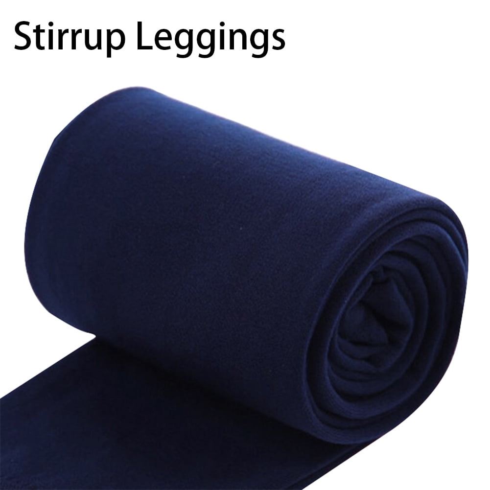 Women Autumn Solid Color Stretchy Fleece Warm Cropped Stirrup Pantyhose ...