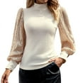 Women Autumn Winter Solid Knitted Tops Long Lantern Sleeve Casual ...
