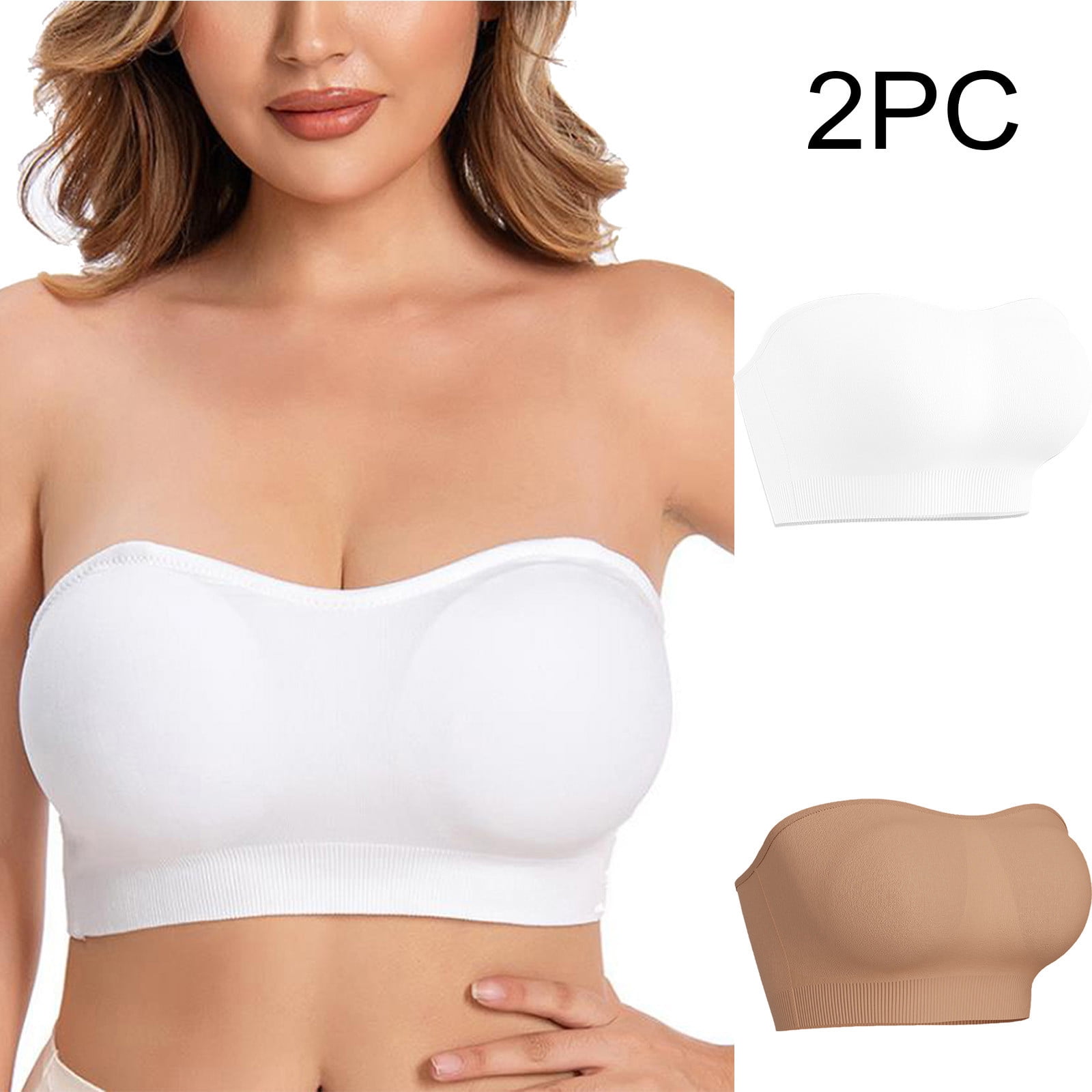 Women Bandeau Bra Padded Strapless Bralette Bra Seamless Bandeau Tube