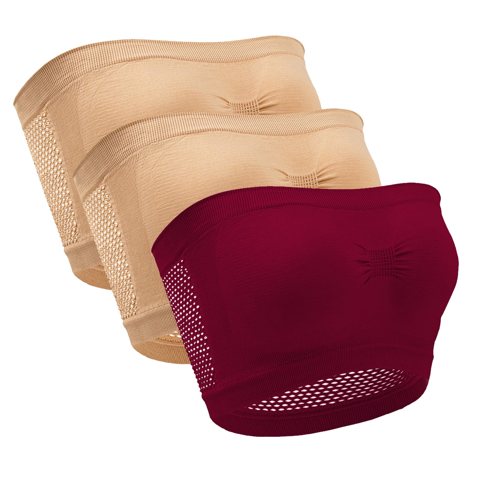 Women Bandeau Bra Padded Strapless Bralette Bra Seamless Bandeau Tube ...