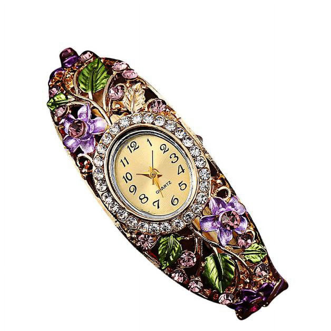 Women Bangle Flower Watches Under 50 Bracelet Quartz Watch Wristwatch ...