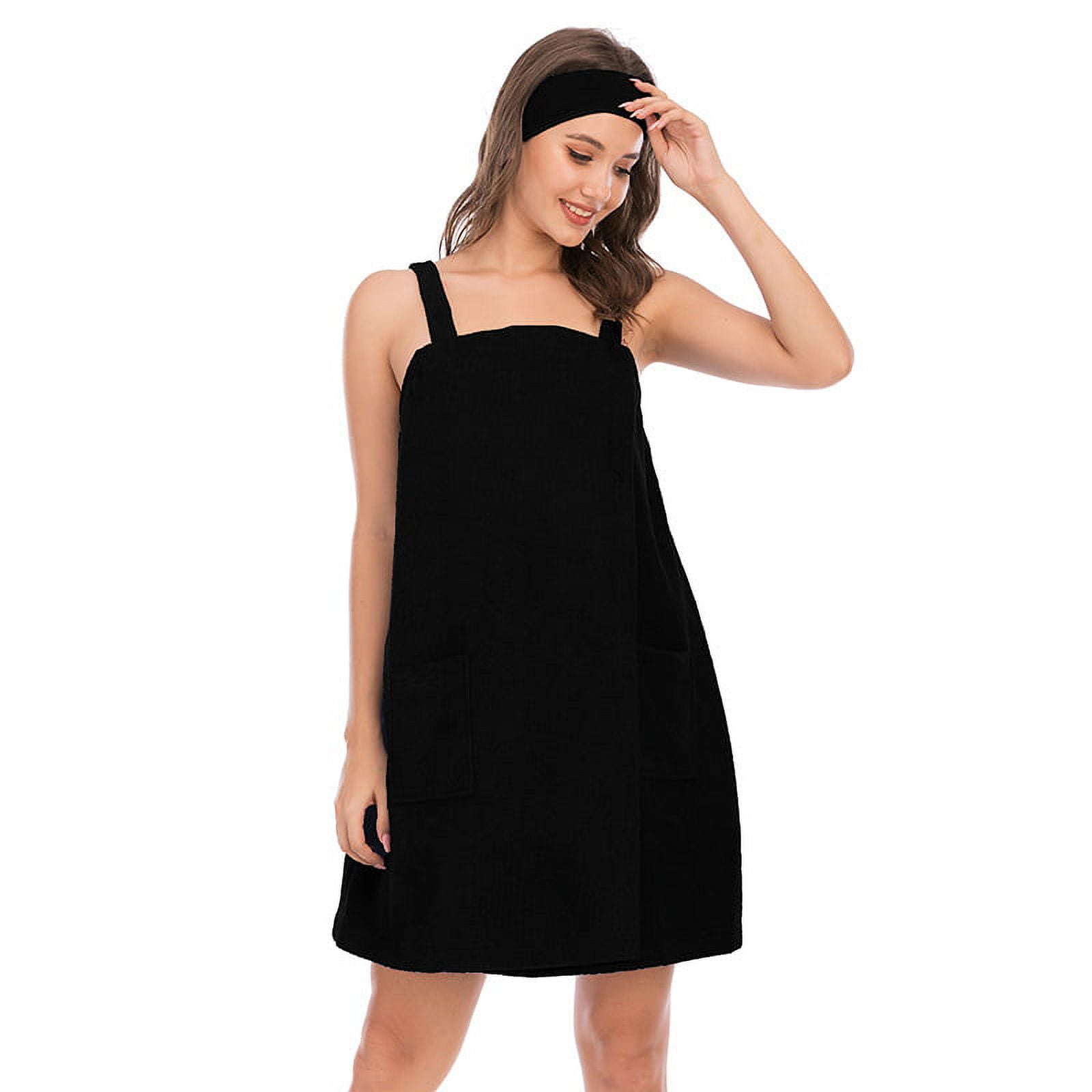 Women Bath Wrap Towel with Headband, Ladies Bathrobe Cotton Sling Gauze ...