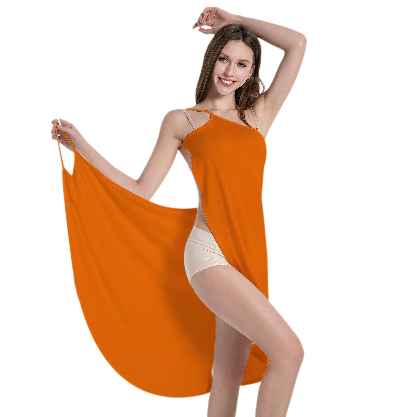 Women Beach Dress Sleeveless Solid Color Off Shoulder Backless Loose Beach Bathing Suit Cover ...