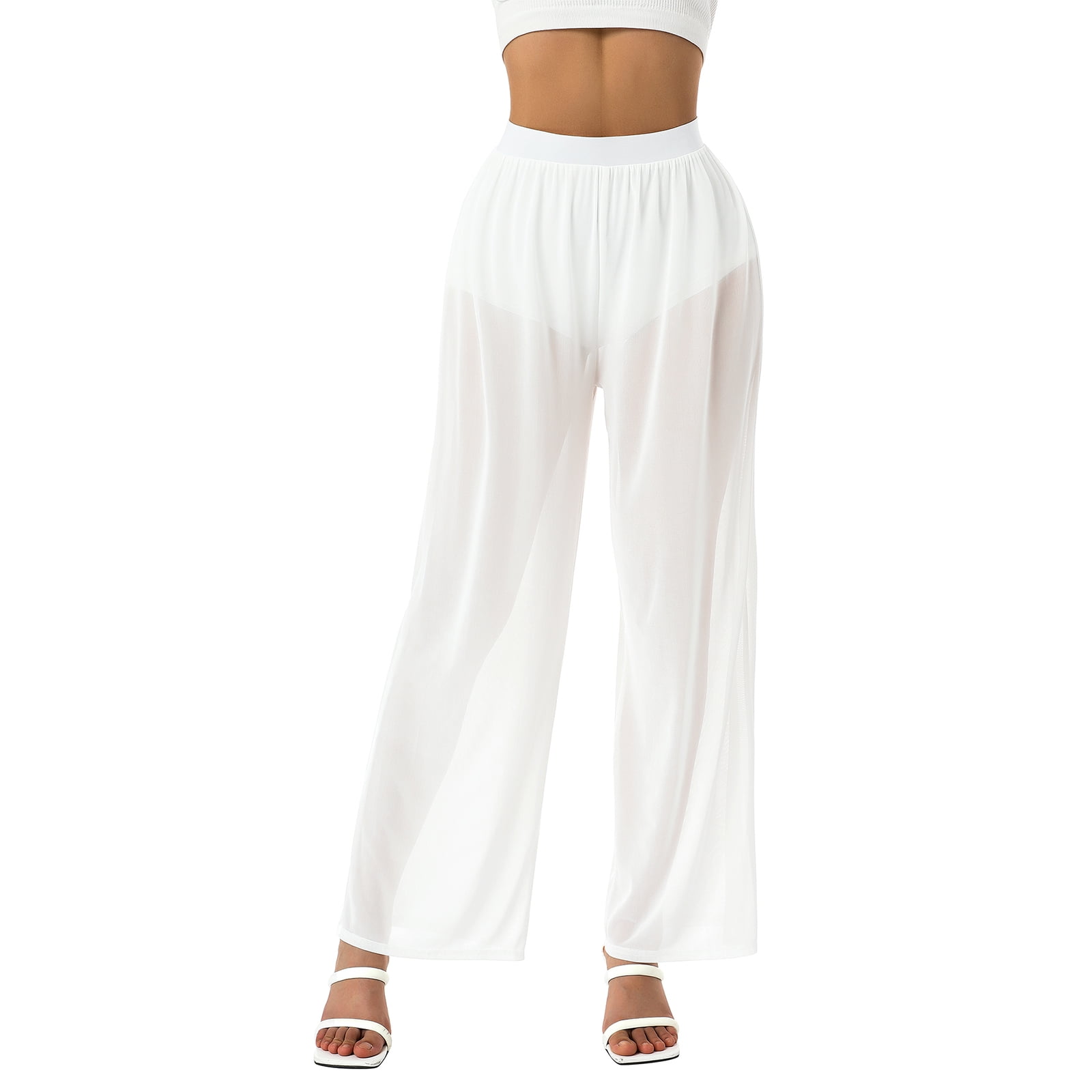 Women Beach Mesh Sheer Bikini Cover Up Swimwear Beachwear Pant Trousers ...