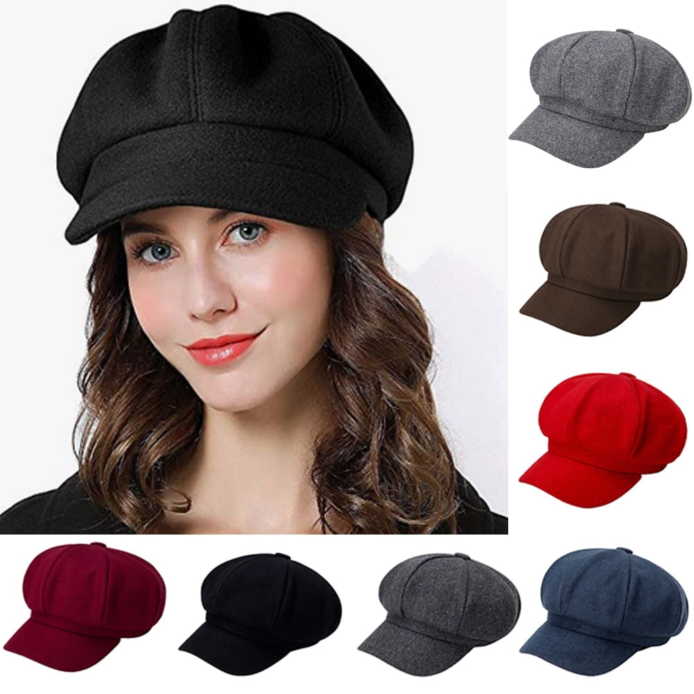 Women Beret Newsboy Hat Octagonal Painter Woolen Hat French Wool Cap ...