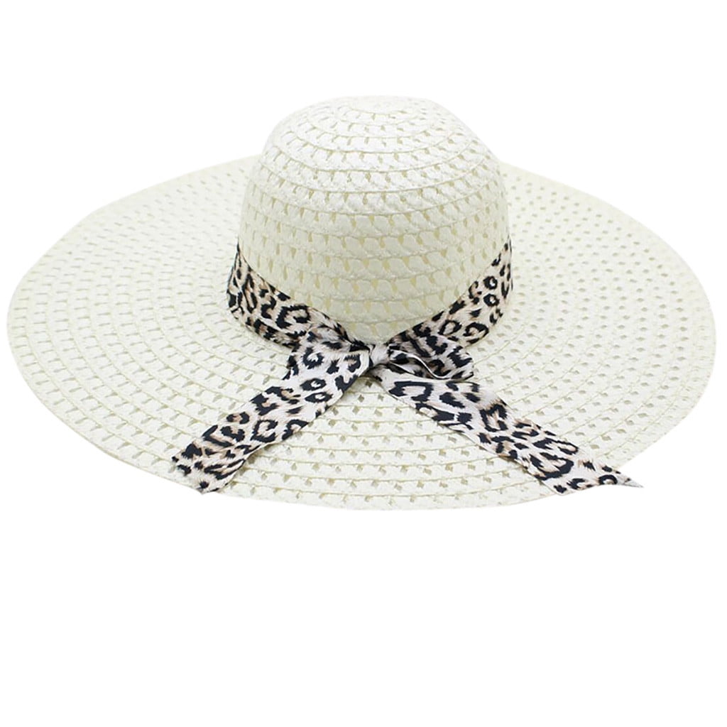 Women Big Brim Straw Hat Sun Floppy Wide Brim Hats New Bowknot Folding