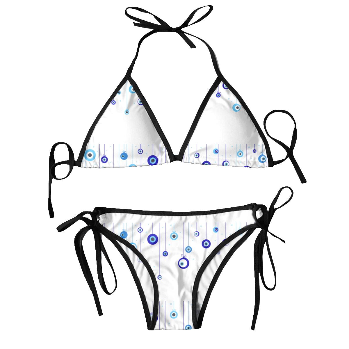 Women Bikini Set Bra Halter Thong Swimsuit Beachwear Bathing Navy Blue ...