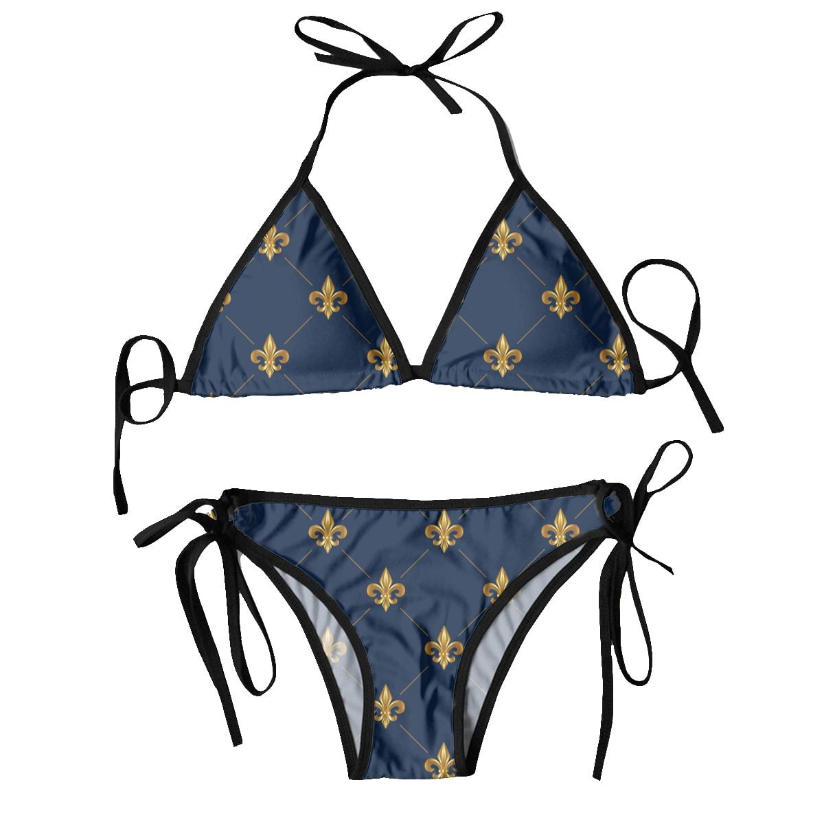 Women Bikini Set Bra Halter Thong Swimsuit Beachwear Bathing Royal Gold ...