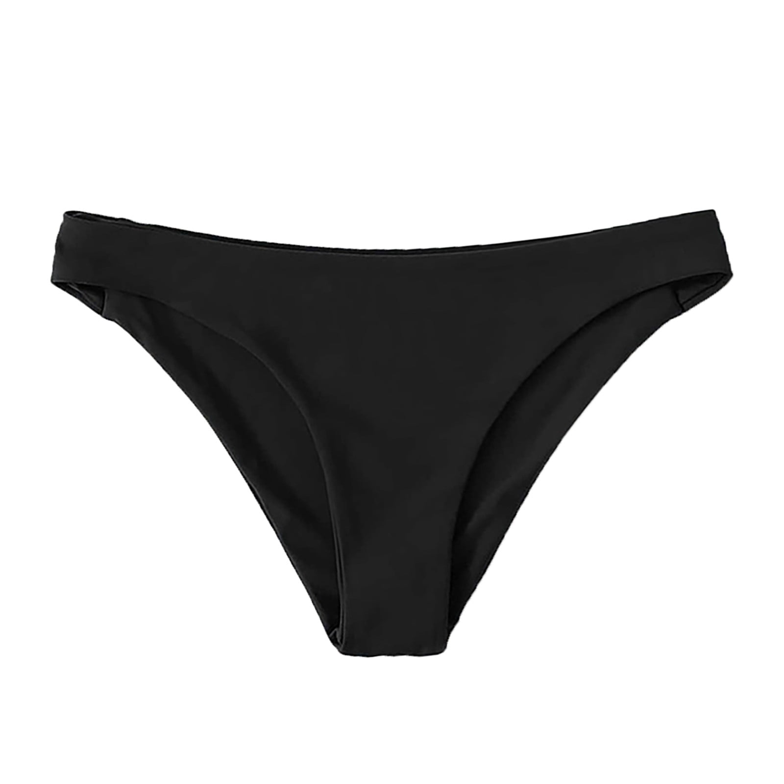 Women Bikinis Bottoms High Cut Swimsuit Bottom Solid Color Mid Waist ...