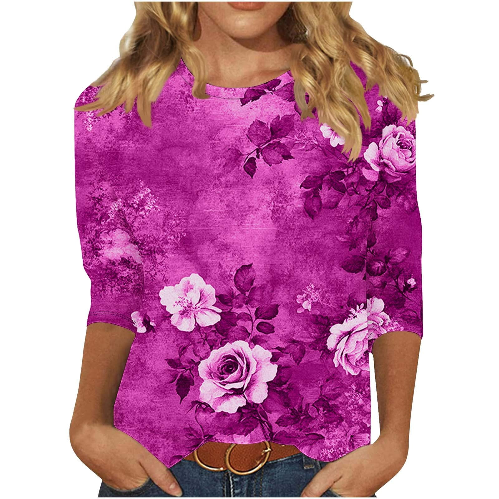 Women Blouse 3/4 Sleeve Petite, Shirts for Women Trendy Summer Plus ...