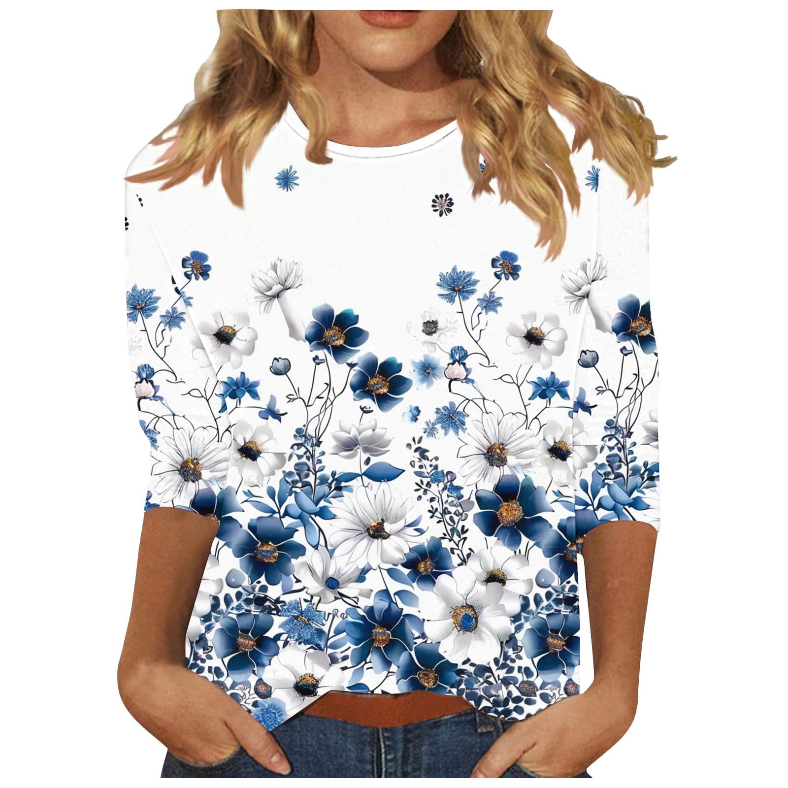 Women Blouse 3/4 Sleeve Petite, Work Blouses For Women Office ...