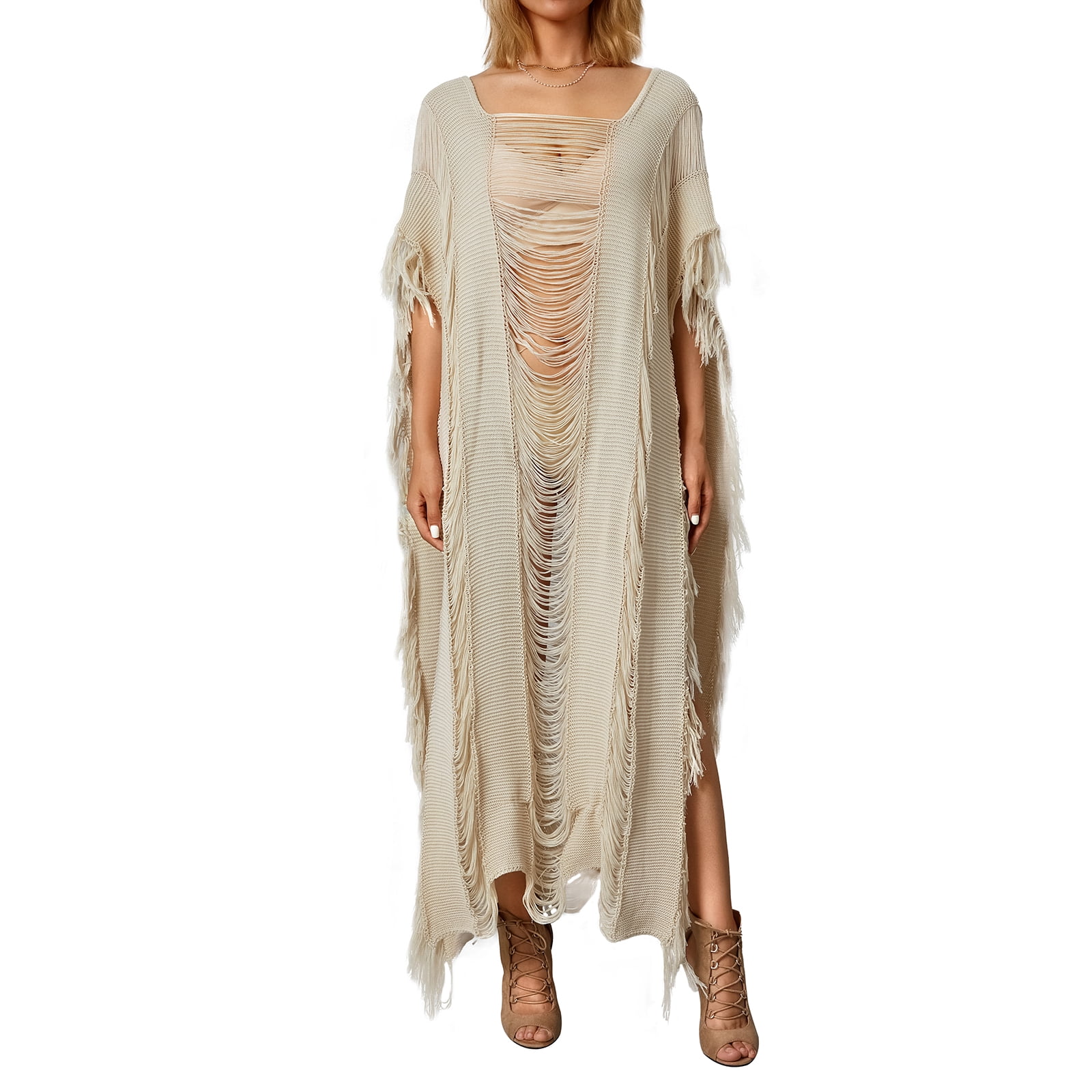 Women Blouse Cover-Up, Hollow See-Through Bikini Smock Pool Swim Beach ...