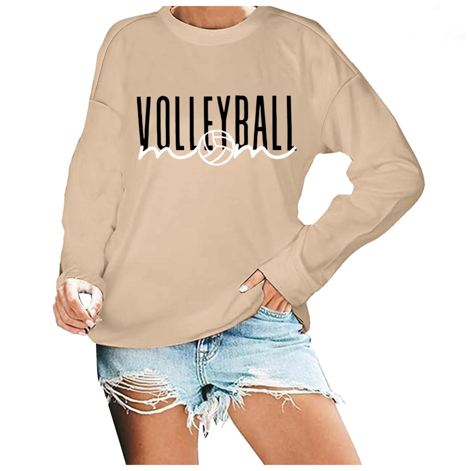 Women Blouses Elegant Casual Winter Fall Loose Crew Neck Long-sleeved ...