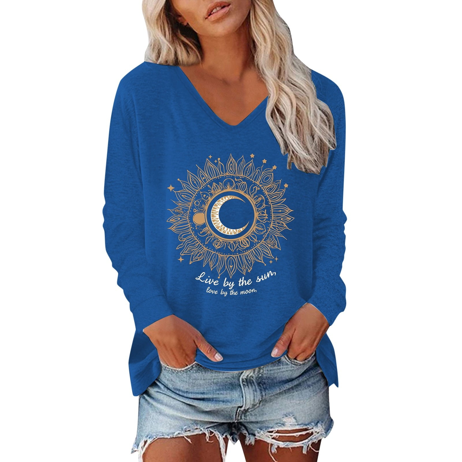 Women Blouses Long Sleeve Ladies Tops Womens Work Tops Short Sleeve Outdoor Star of Balloons ...