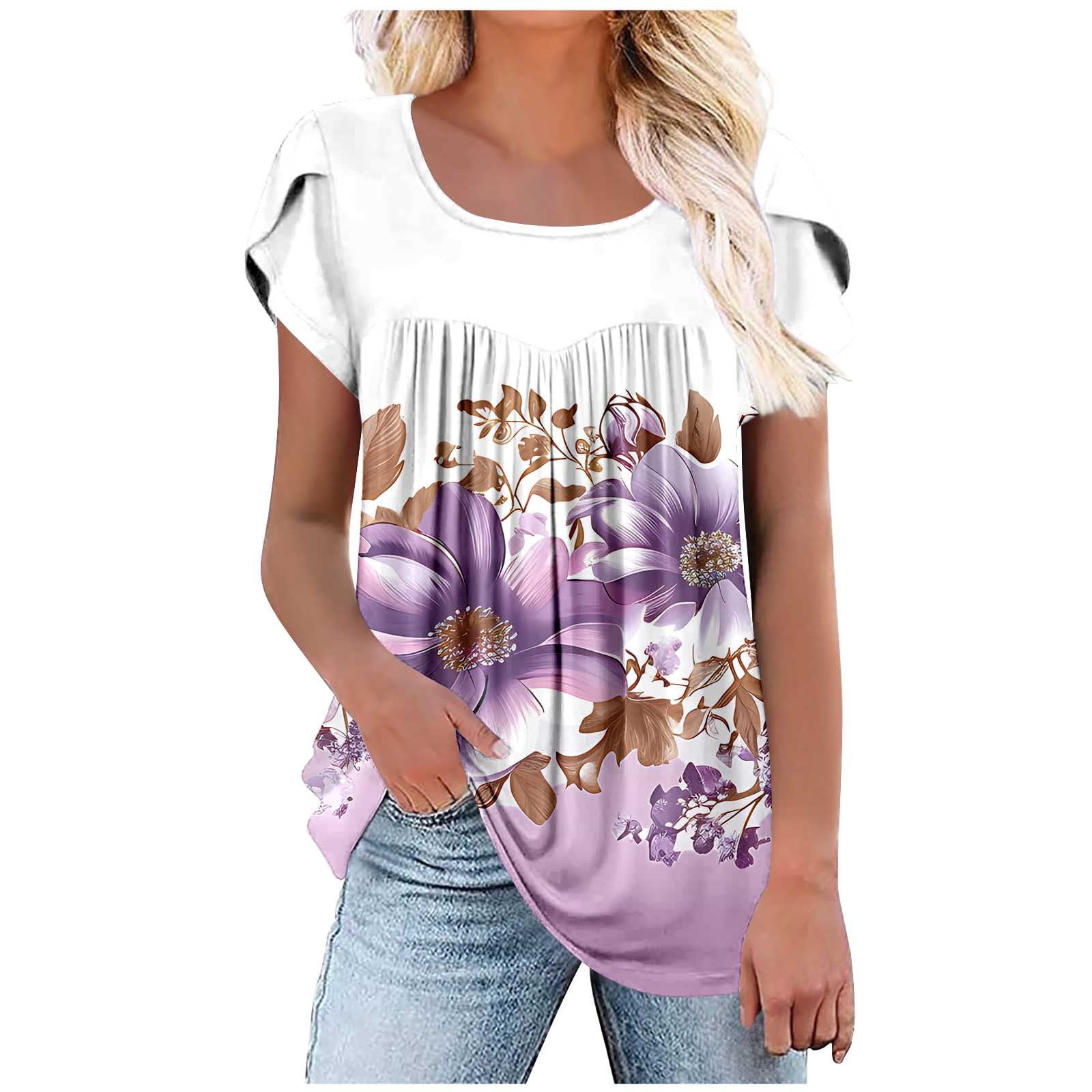 Women Blouses and Tops Fashion Plus Size Work Out Shirts Gym Loose ...