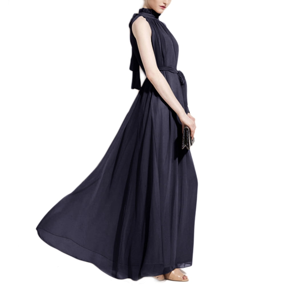 Women Bohemia Halter Long Dress Goddess Dress Halter Chiffon Dress Long ...