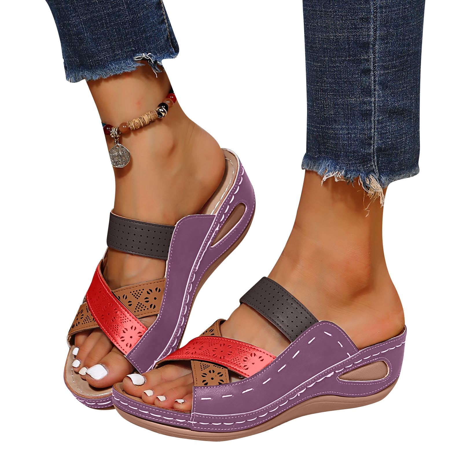 Women Bohemian Gladiator Fringe Casual Sandals Clip Toe Flip Flops ...