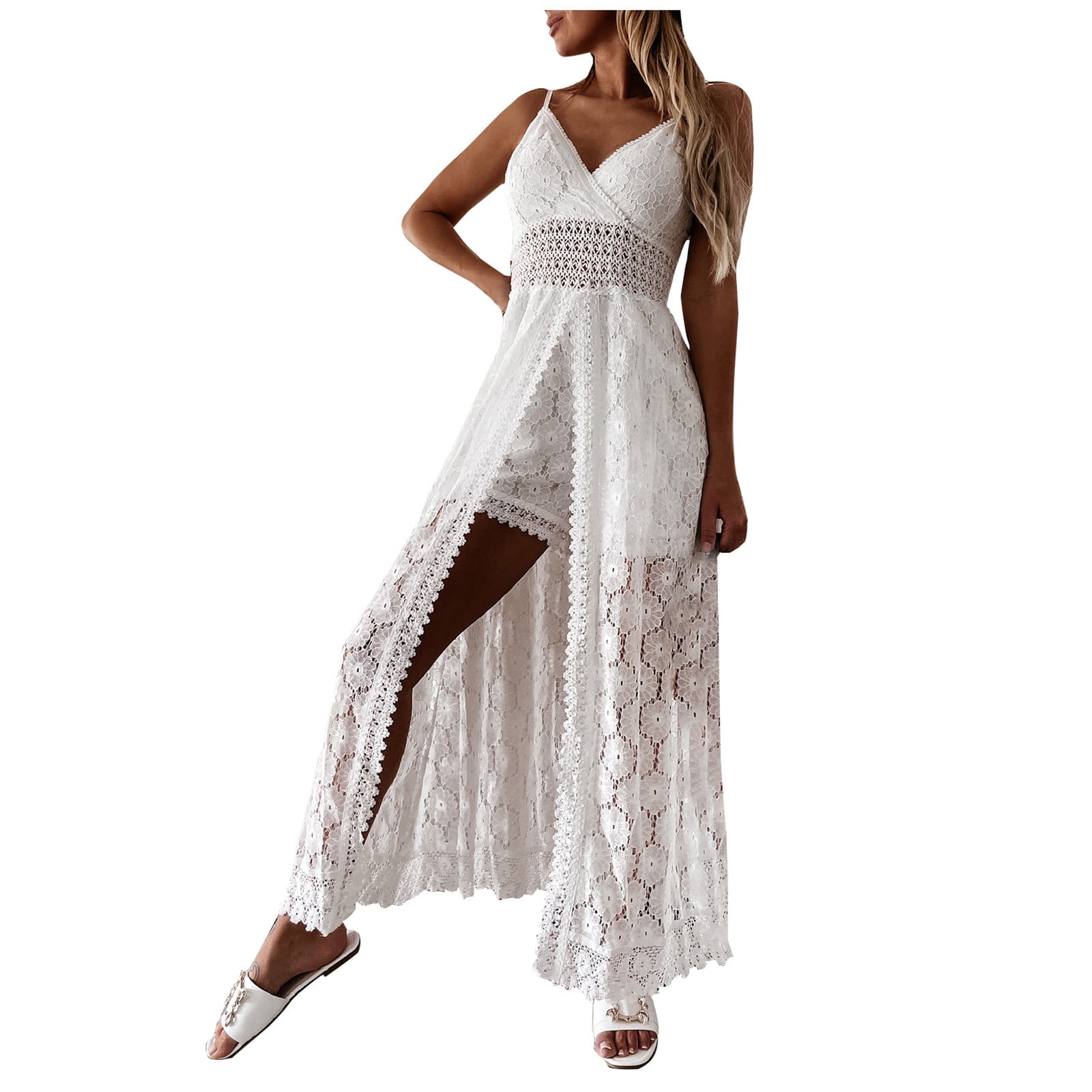 Women Bohemian Lace Romper Shorts Dress Holiday Spaghetti Strap Summer ...