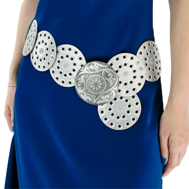 3 1/2" (90 mm) Wide Ladies Wide Boho Disc Concho Leather Belt - Walmart.com