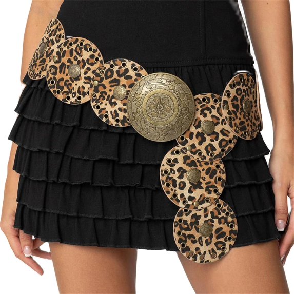 Women Boho Wide Disc Concho Leather Belt Aesthetic Grunge Western Belt ...