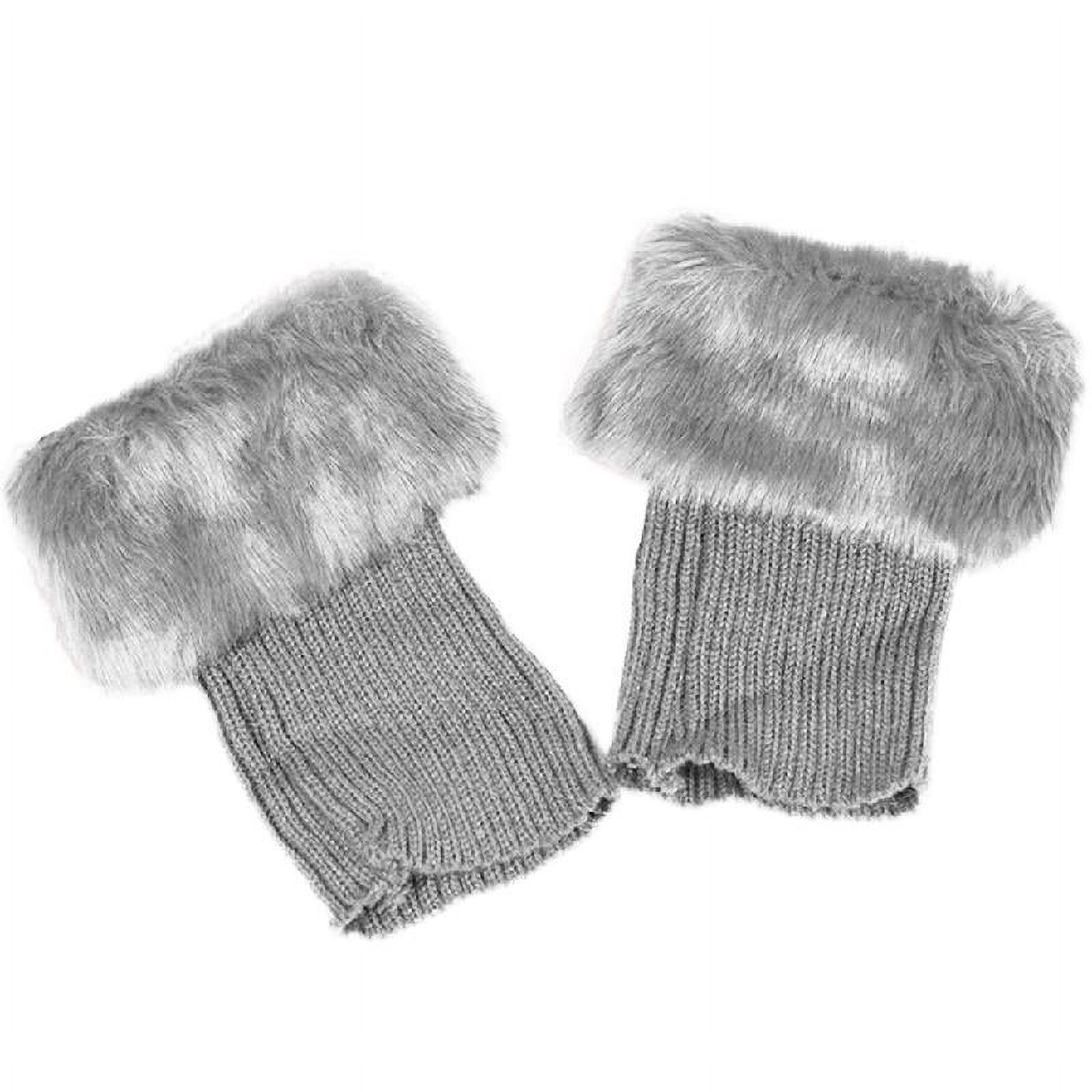 Women Boot Topper Knitted Cuffs Short Solid Color Faux Fur Plush Leg ...