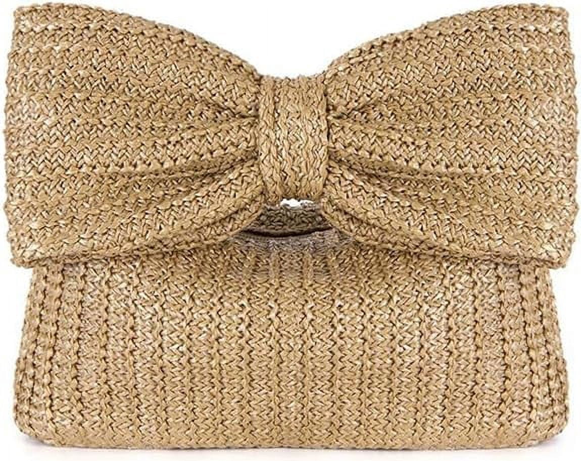 Women Bow Purse Summer Straw Woven Clutch Bag Handbags Vacation Beach ...