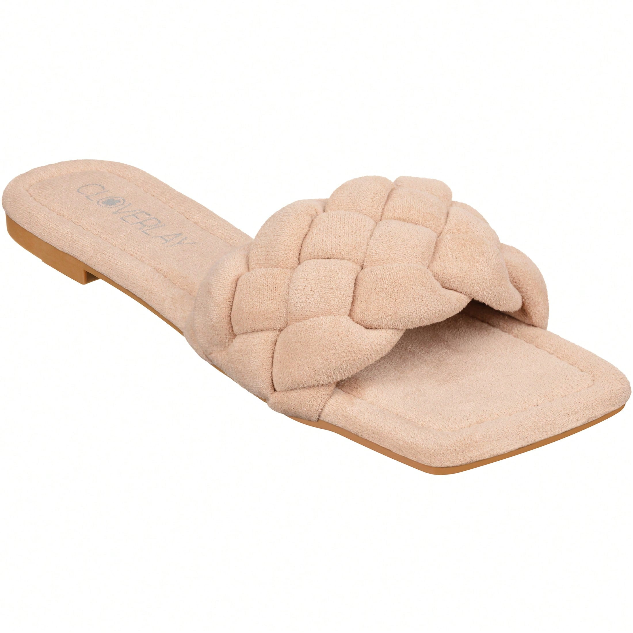 Women Braided Design Single Band Flat Sandals Open Toe Slide Sandals ...