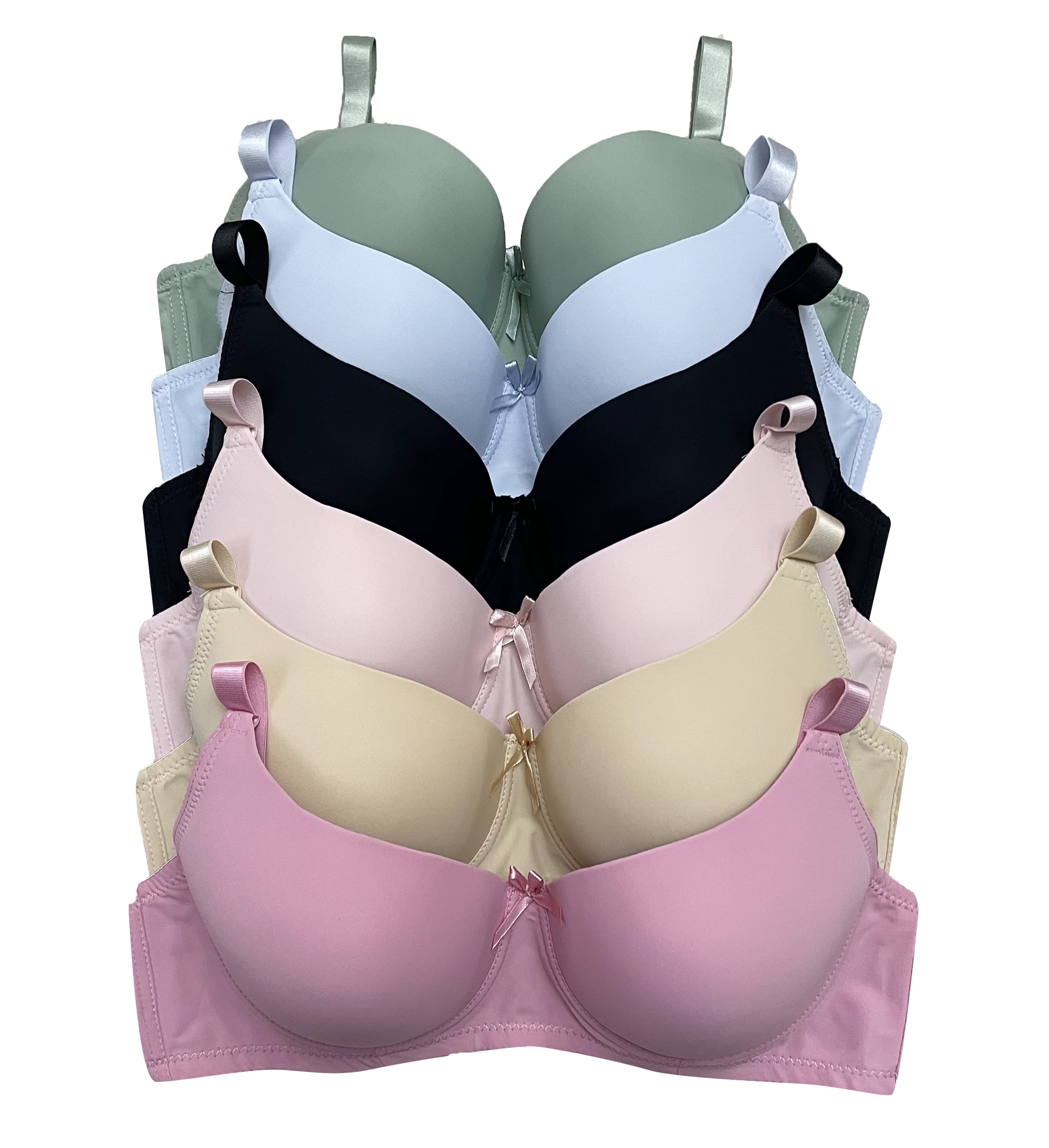 Women Bras 6 Pack of T-shirt Bra B Cup C Cup D Cup DD Cup DDD Cup 36B (S3911) - Walmart.com